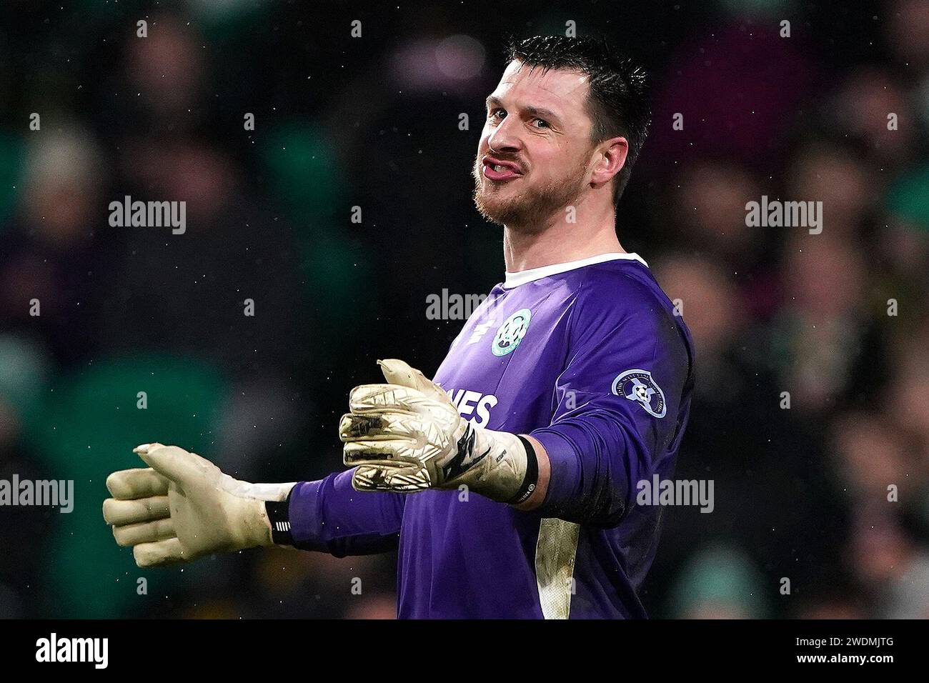 Buckie Thistle goalkeeper Stuart Knight reacts during the Scottish Cup fourth round match at ...