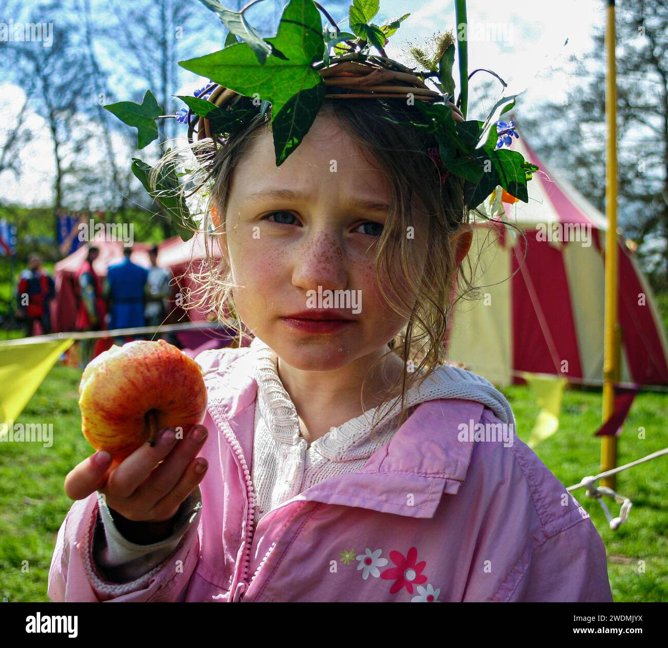Cute little girl at a Medieval Festival, In Shropshire, England ...