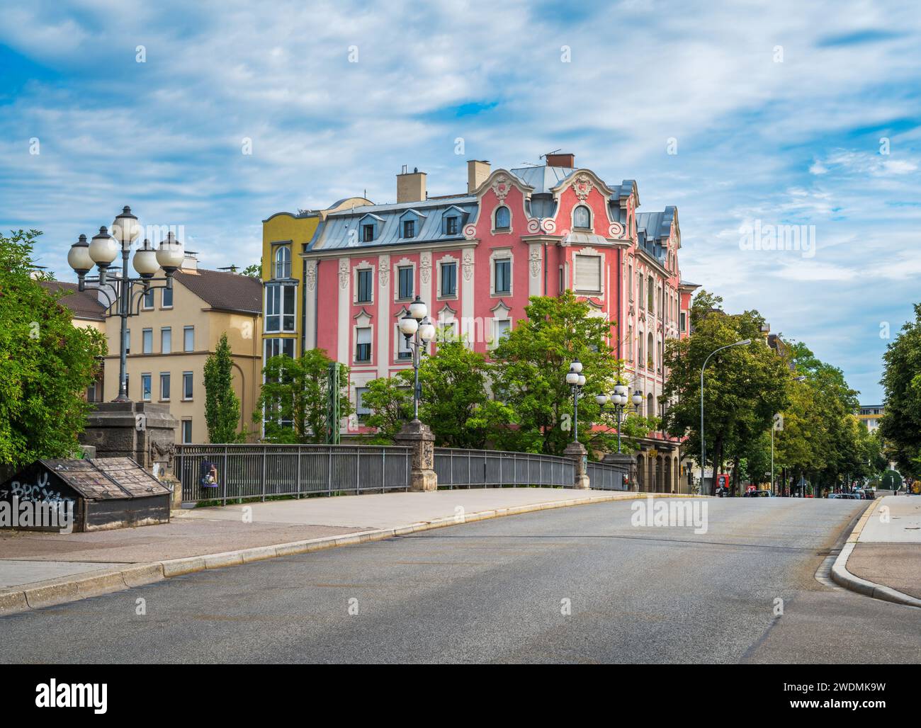 AUGSBURG, GERMANY - AUGUST 12: The historic Bismarckviertel, an urban ...