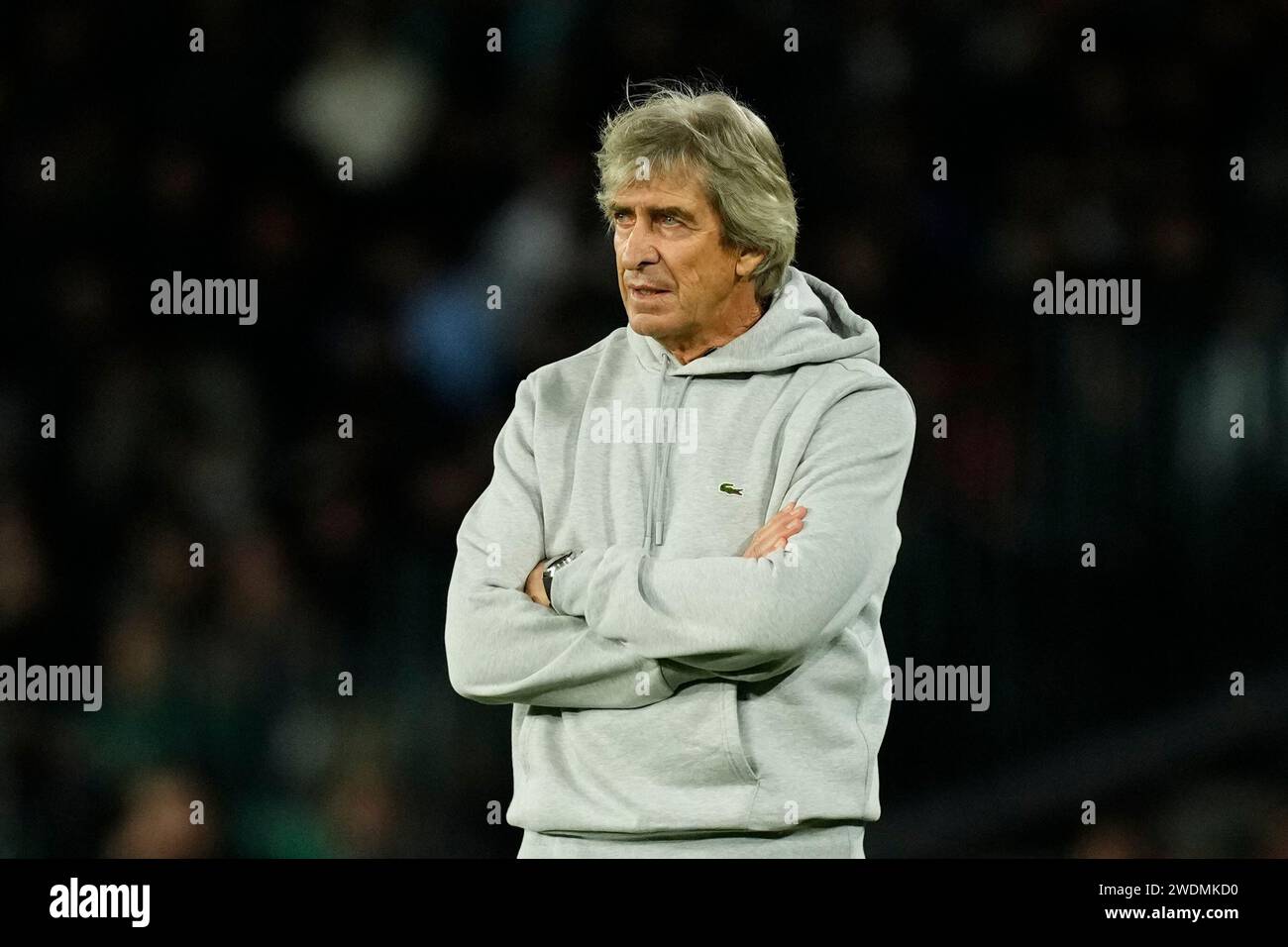 Betis' head coach Manuel Pellegrini watches the play during a Spanish ...