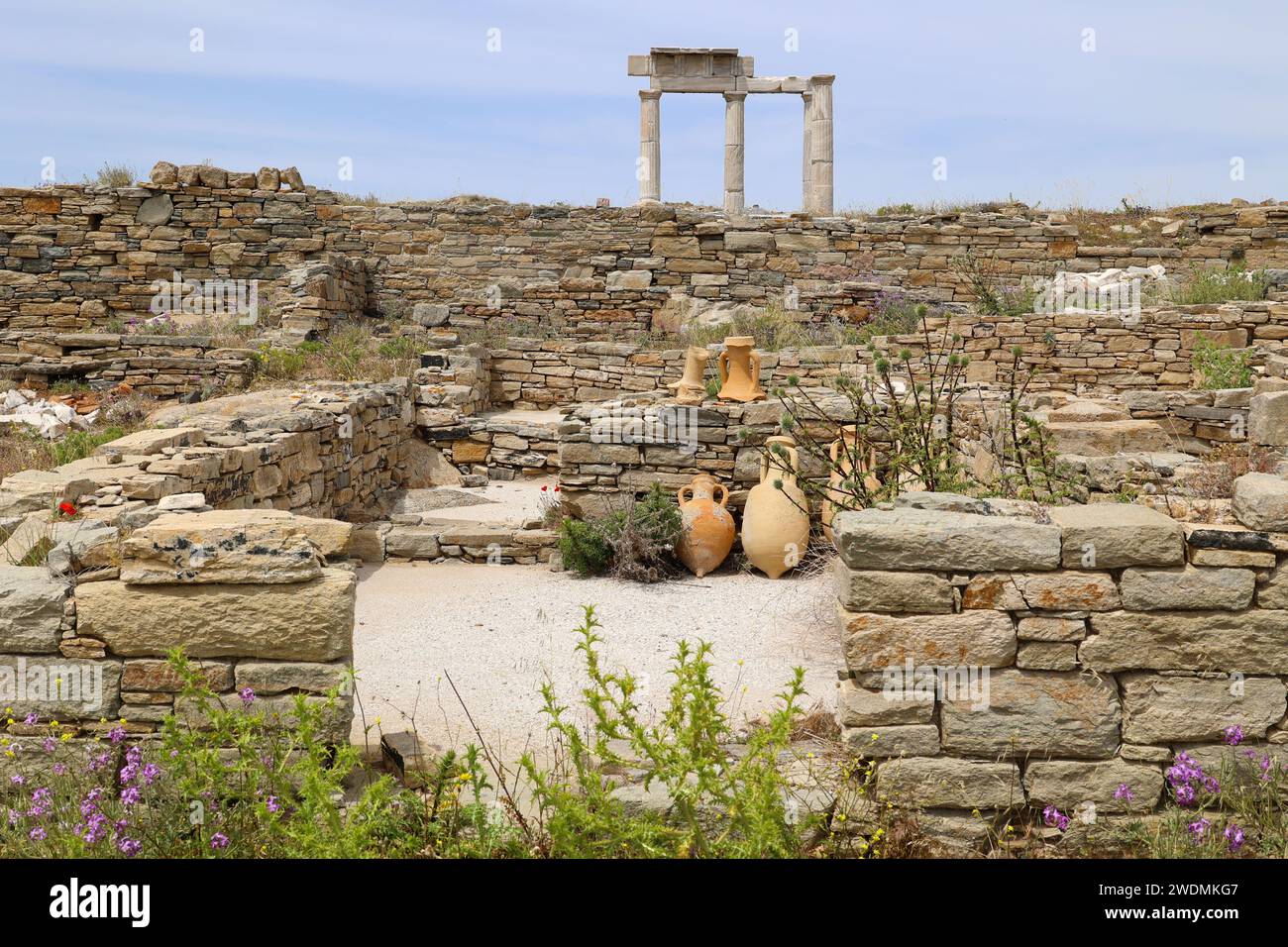 Amphorae-Relics of an ancient time in ruins on the Cyclades island of ...