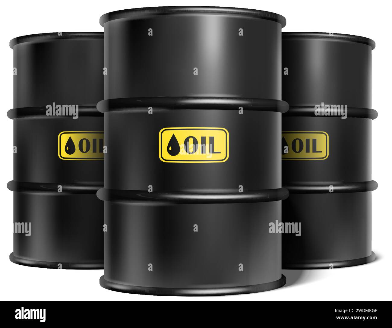 realistic vector illustration. Black oil barrels Stock Vector Image ...