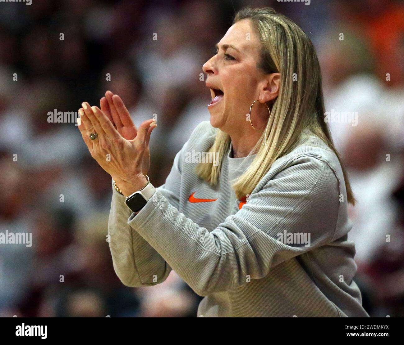 Clemson head coach Amanda Butler shouts out to players in the first ...
