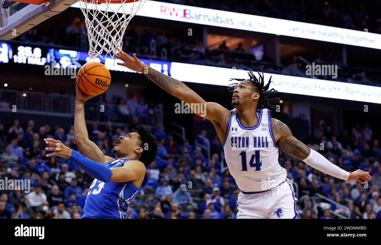 Creighton guard Trey Alexander (23) drives to the basket against Seton ...