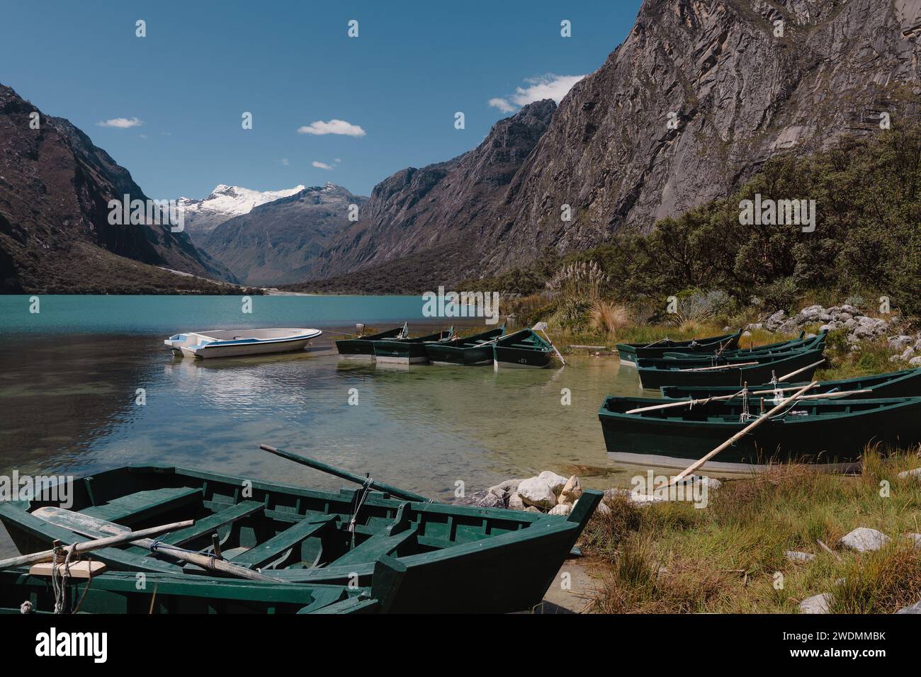 Llanganuco Lagoon located at 3850 meters above sea level in the ...