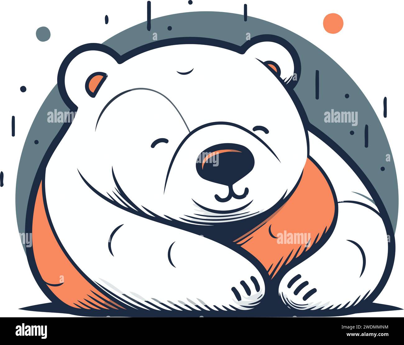 Cute Cartoon Polar Bear Vector Illustration Hand Drawn Doodle Style