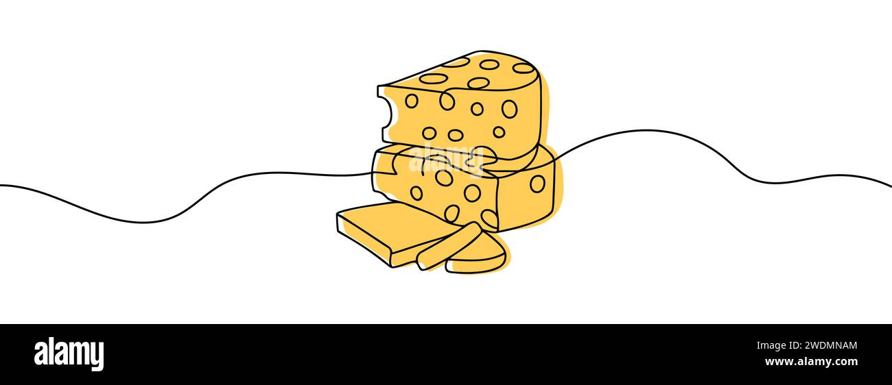 Cheese in continuous line drawing style Stock Vector Image & Art - Alamy