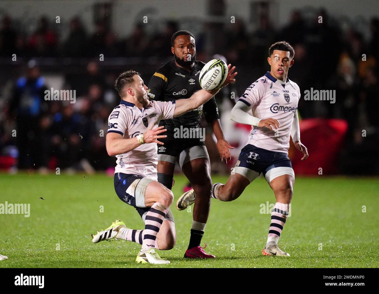 Dragons RFC's Steffan Hughes catches the ball during the EPCR Challenge ...