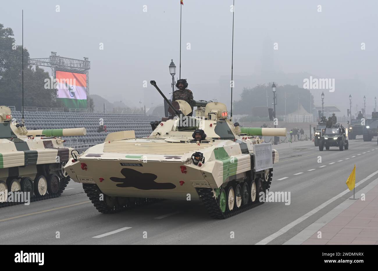NEW DELHI, INDIA - JANUARY 21: Indian Army's tanks during rehearsal for ...