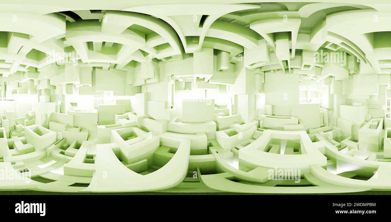 abstract Spacious Room Filled With geometric shapes 360 panorama vr ...