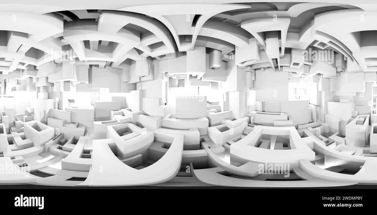 abstract Spacious Room Filled With geometric shapes 360 panorama vr ...