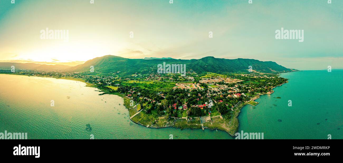 Aerial Panorama: Chapala Lakeshore in Jalisco, Mexico Stock Photo - Alamy