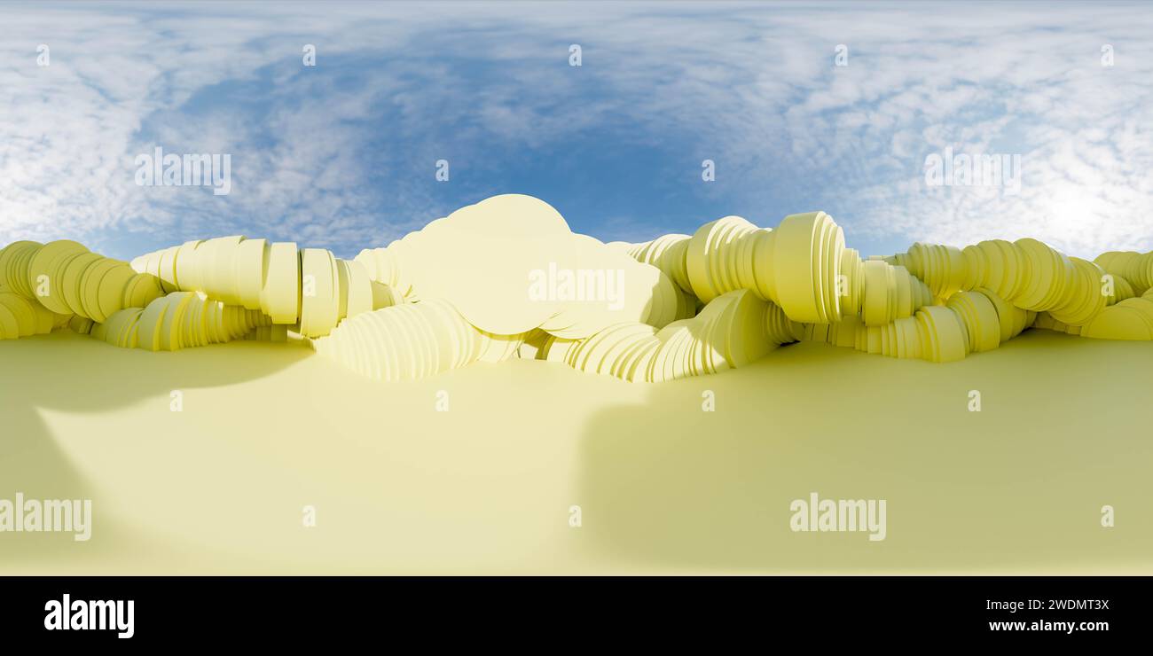 Group of Yellow Objects Resting on yellow ground 360 panorama vr ...