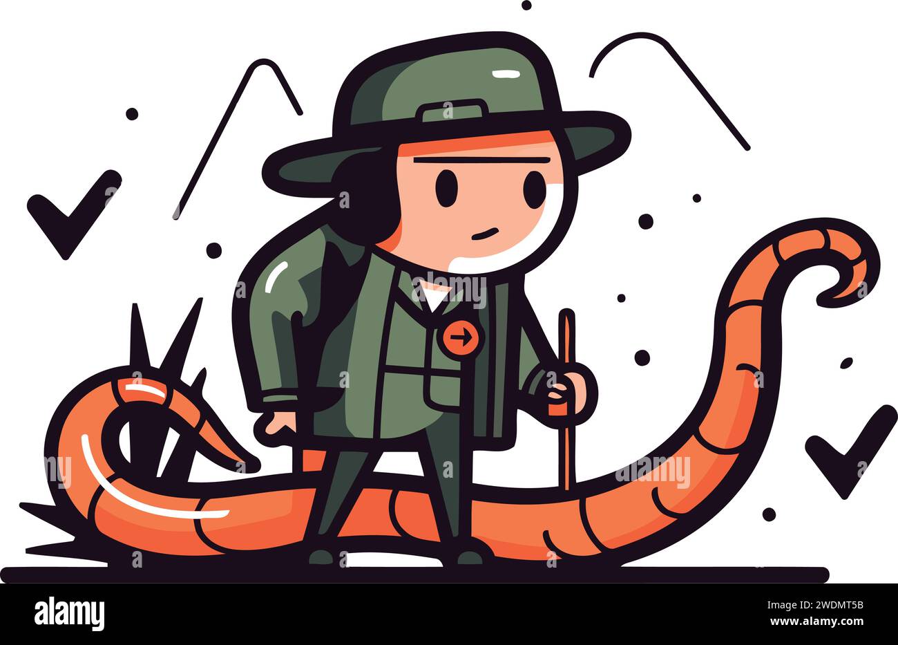 Fisherman with snake Stock Vector Images - Alamy