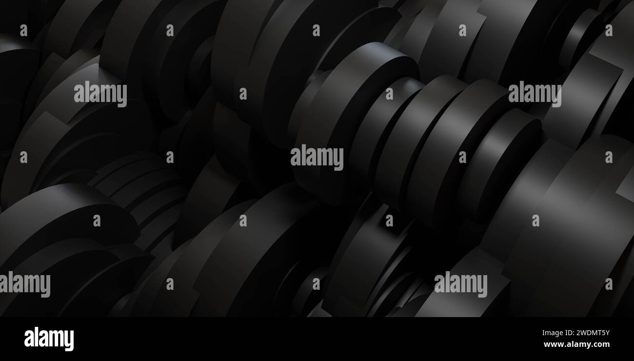 Assorted Metal Objects in Black and White 3d render illustration Stock ...