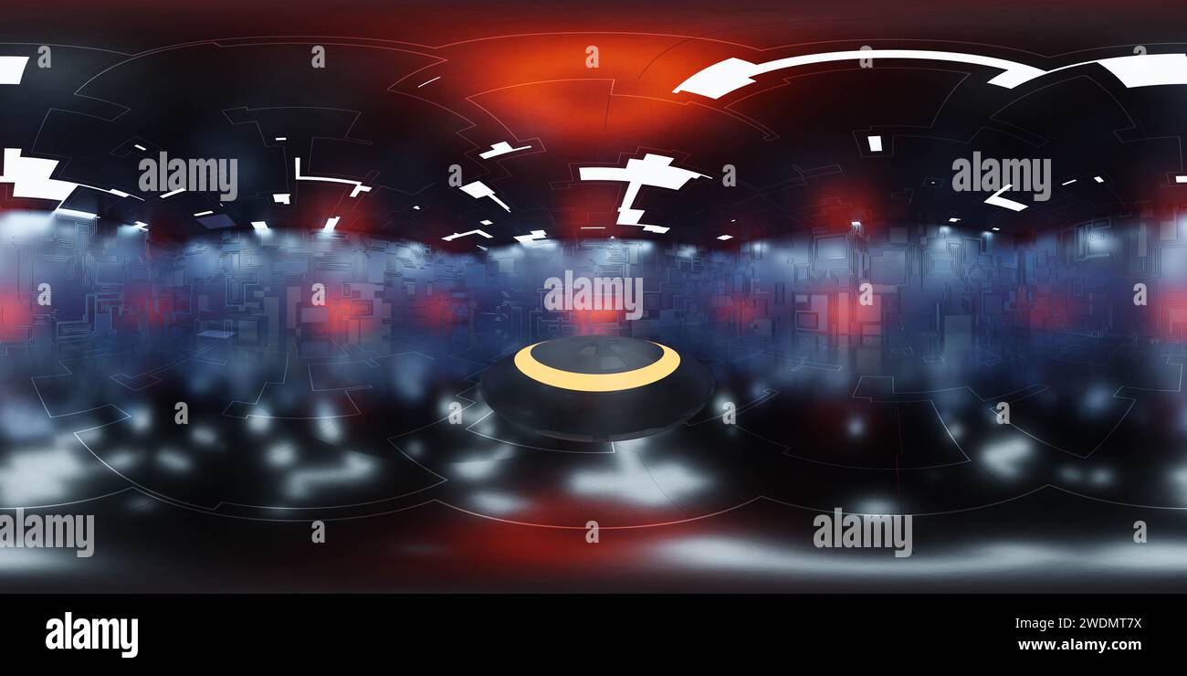 Black and Red room With a Yellow central podium for presentation 360 ...