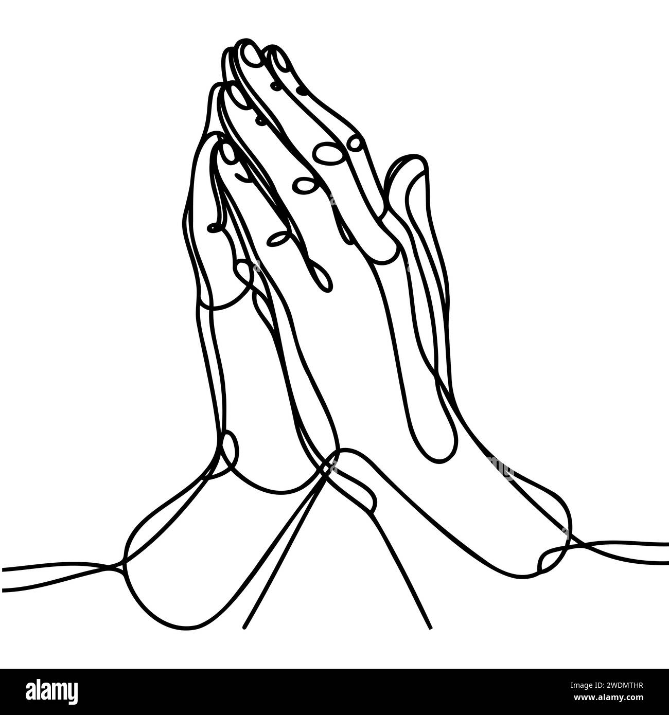 Continuous one line drawing of human hands folded in prayer Stock ...