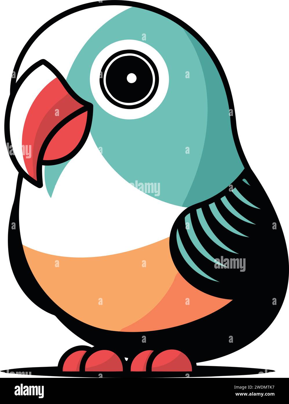 Cartoon parrot isolated on a white background. Vector illustration ...