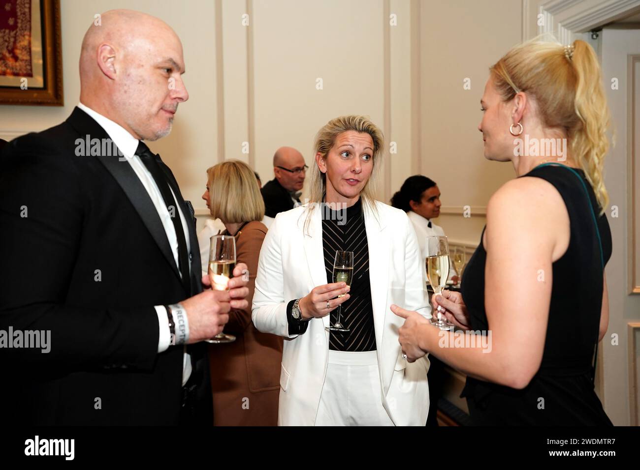 Aston Villa Women manager Carla Ward (centre) during a Football Writers ...