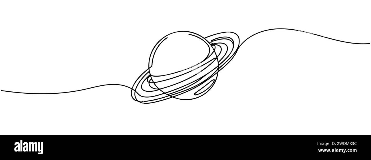 Continuous one line drawing planet Saturn Stock Vector Image & Art - Alamy