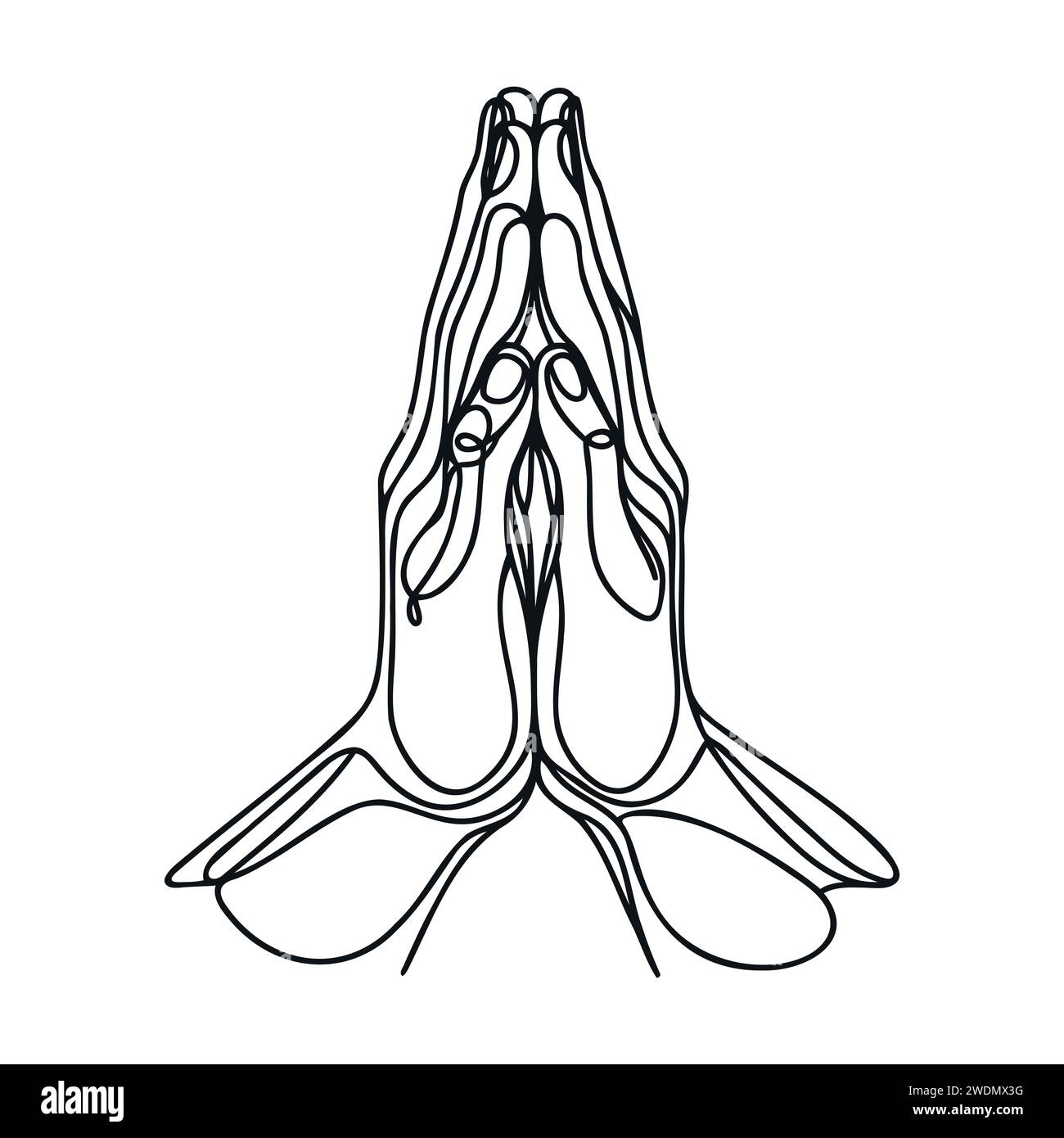 Continuous one line drawing of human hands folded in prayer Stock ...