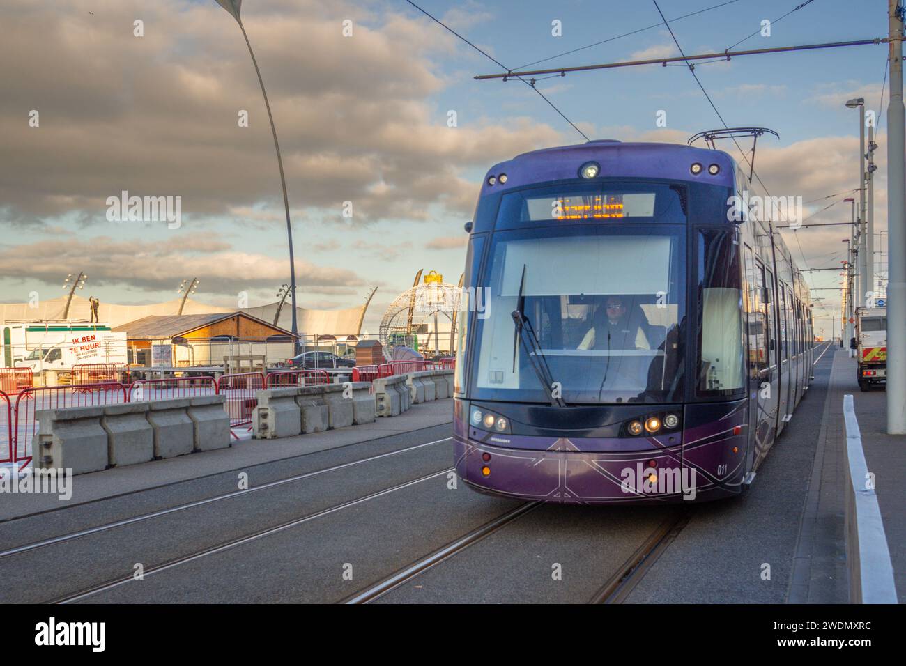 09.01.2024 Blackpool, Lancashire, UK. The Blackpool Tramway runs from ...