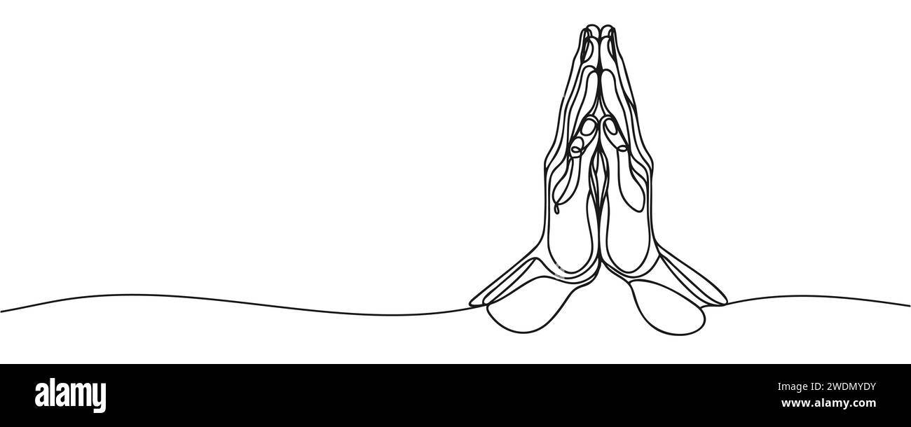Continuous one line drawing of human hands folded in prayer Stock ...