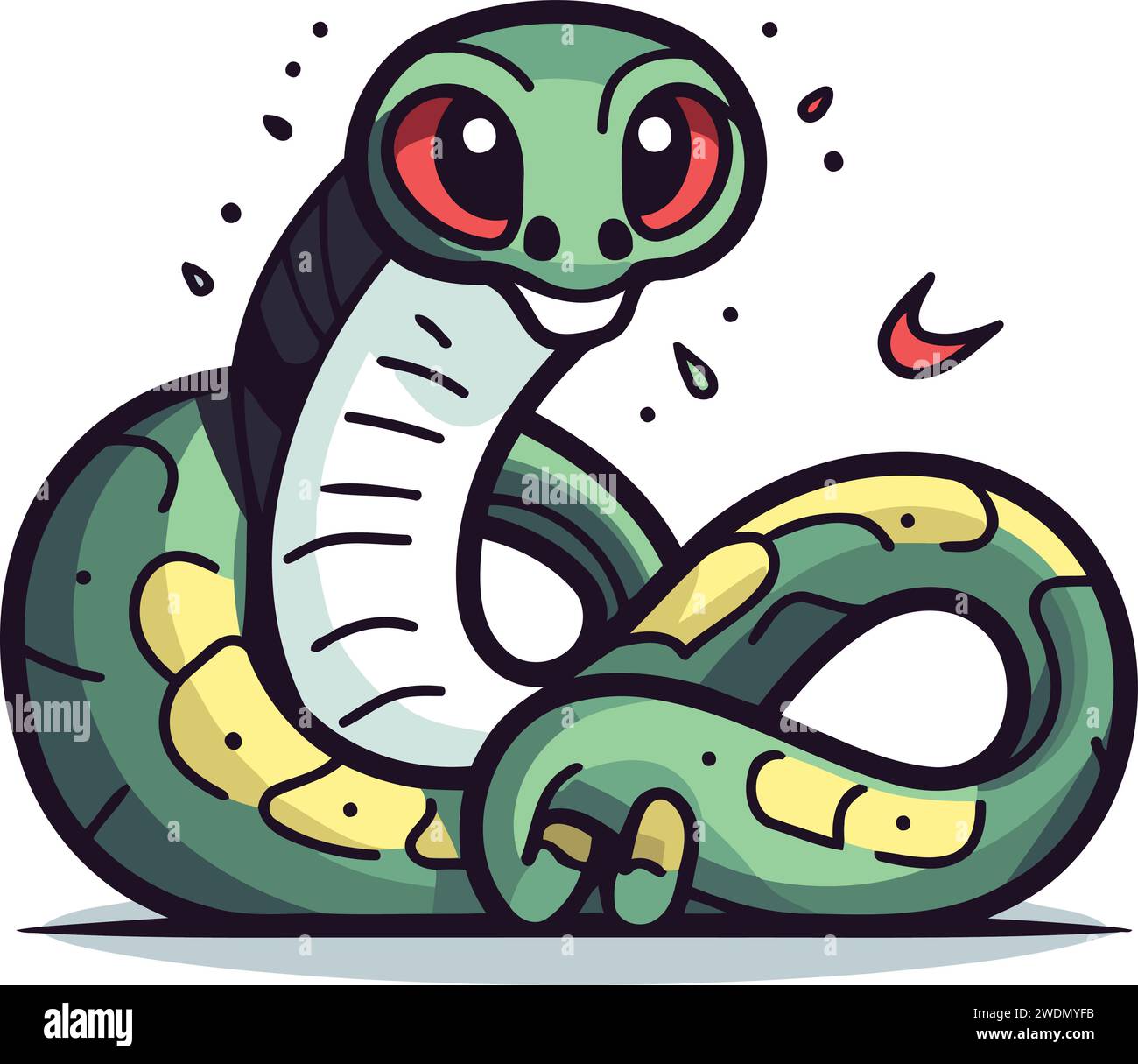 Cute cartoon snake. Vector illustration on white background. Isolated ...