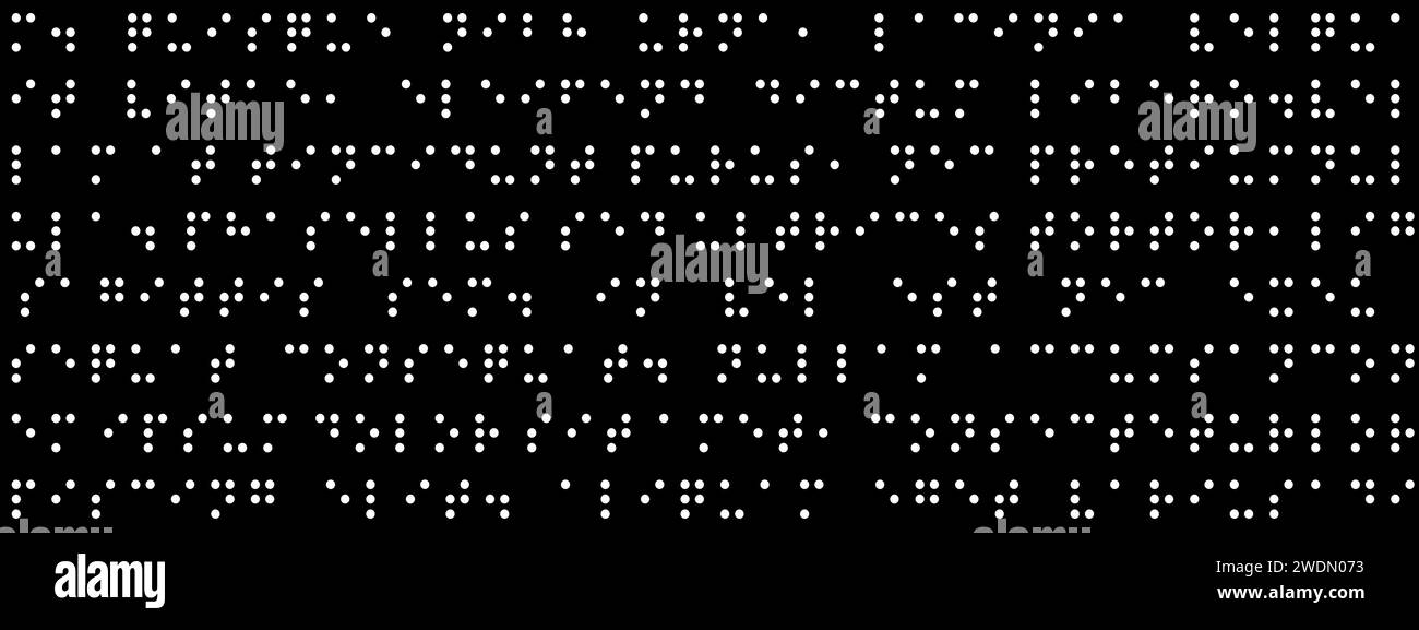 Seamless pattern with white round dots braille text on a black ...