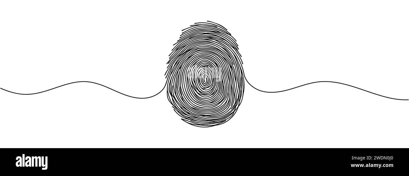 Linear drawing of a fingerprint. Continuous line drawing of biometric ...