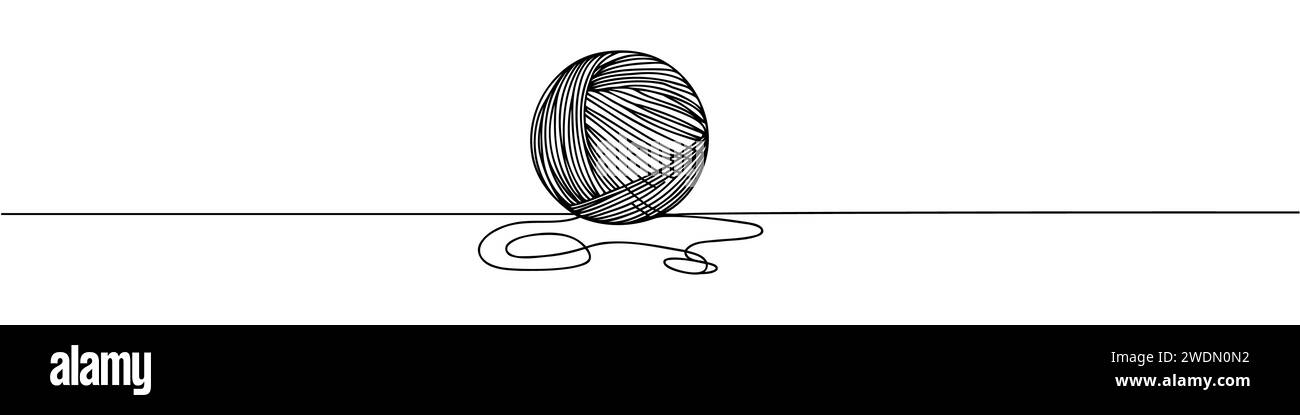 Ball of yarn in continuous one line art drawing style Stock Vector ...