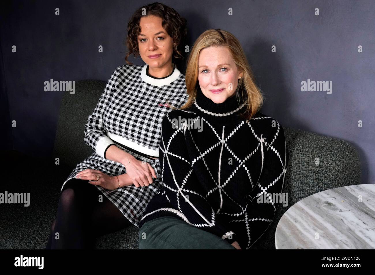 Laura Chinn, left, and Laura Linney pose for a portrait to promote ...