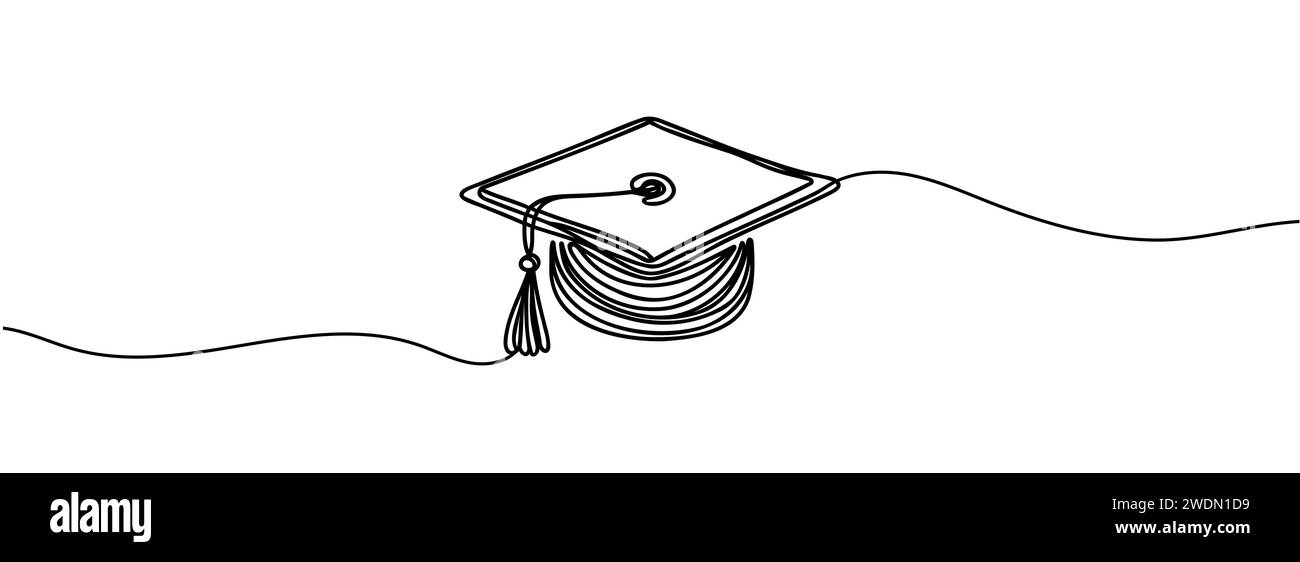 continuous line drawing of university graduation black hat Stock Vector ...