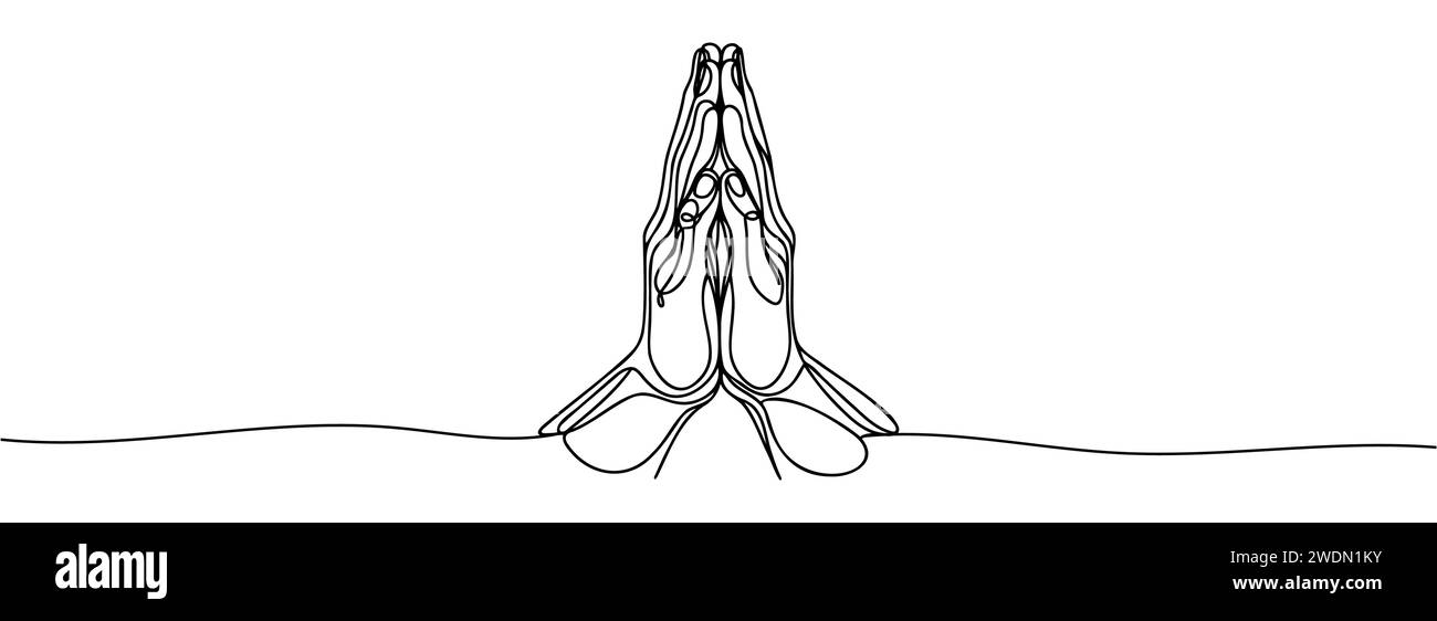 Continuous one line drawing of human hands folded in prayer Stock ...