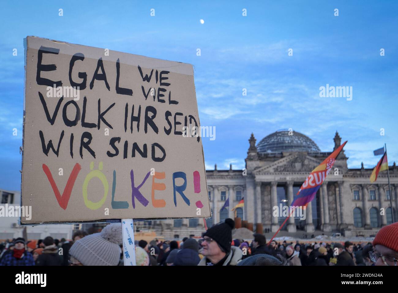 Berlin, Germany - January 21, 2024: Protestors are holding anti ...