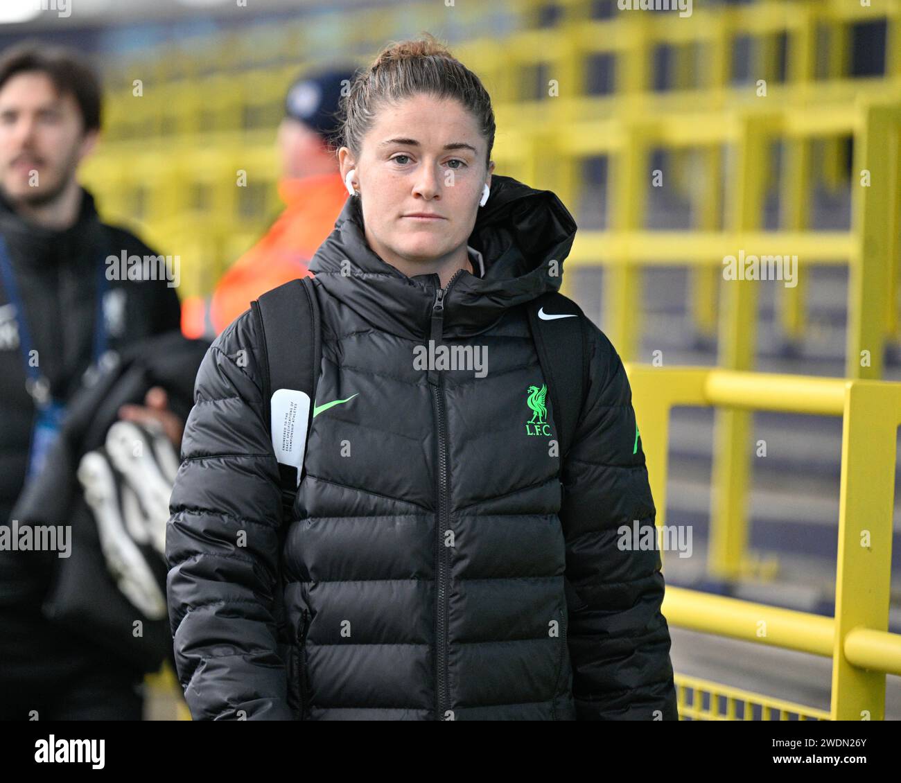Manchester, UK. 21st Jan, 2024. Niamh Fahey of Liverpool Women arrives ...
