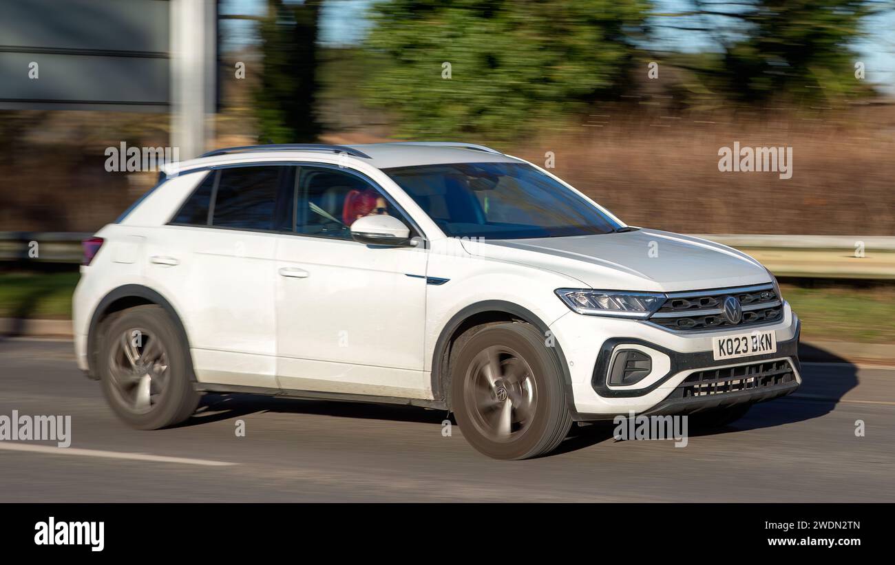 Milton Keynes,UK-Jan 18th 2024: 2023 white Volkswagen T-Roc R-Line TSI ...