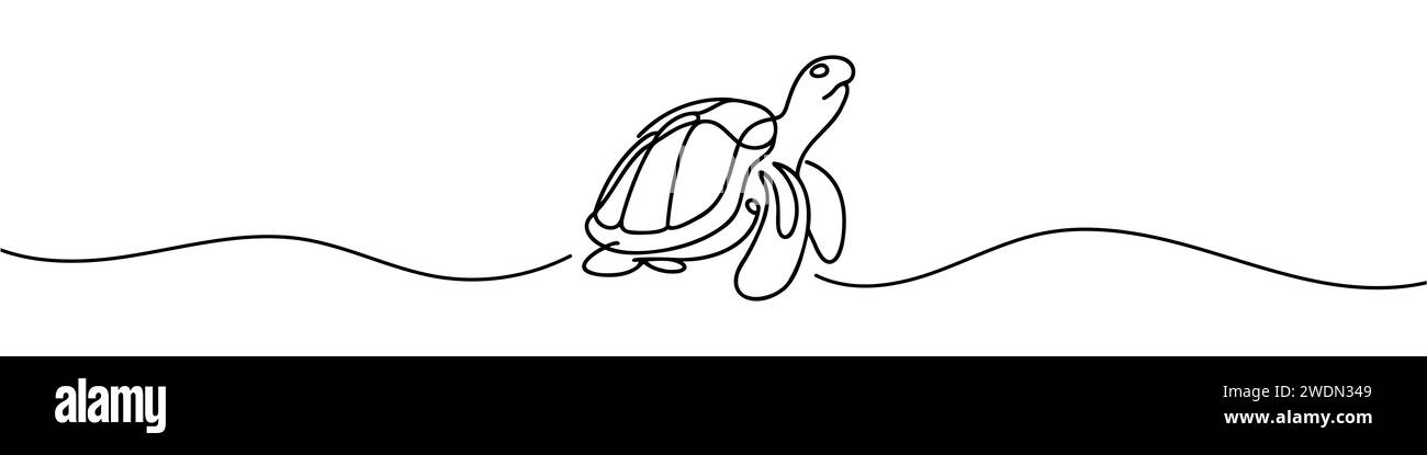 Single one continuous line drawing of a turtle Stock Vector Image & Art ...