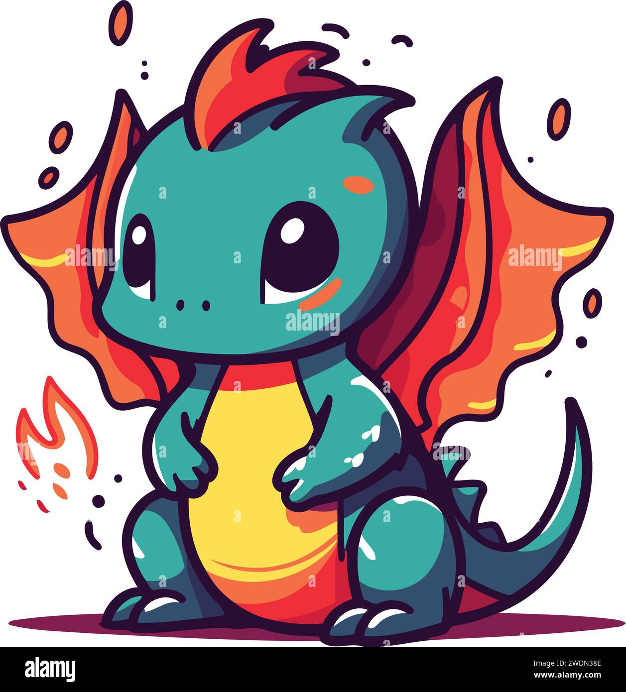 Cute cartoon dragon. Vector illustration isolated on a white background ...