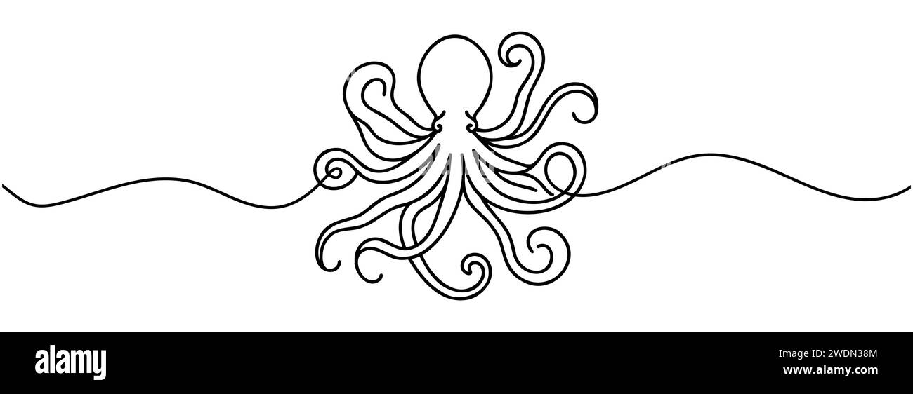 One continuous line drawing of an octopus Stock Vector Image & Art - Alamy