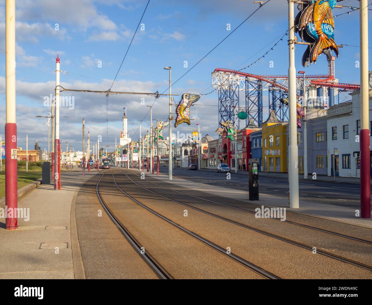 09.01.2024 Blackpool, Lancashire, UK. Blackpool tram tracks Stock Photo ...