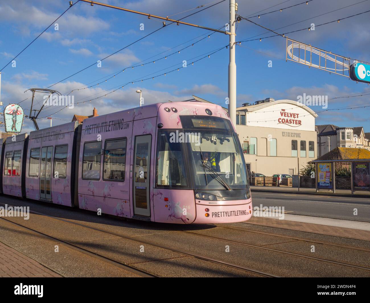 09.01.2024 Blackpool, Lancashire, UK. The Blackpool Tramway runs from ...