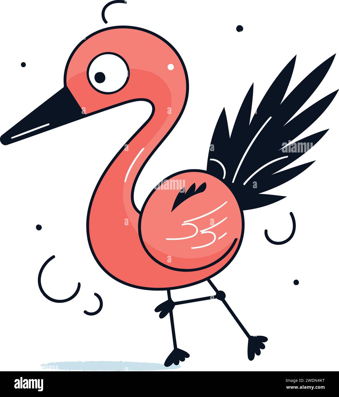 Funny Flamingo Vector Illustration In Doodle Style Stock Vector Image And Art Alamy