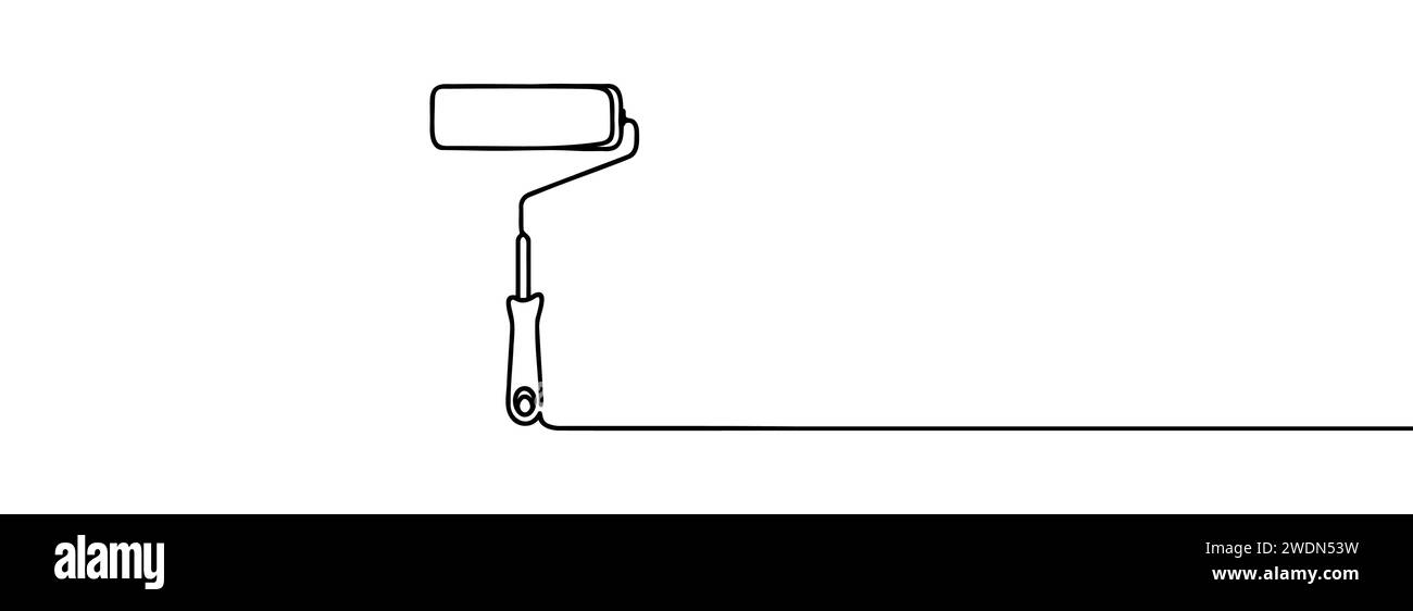 continuous one line drawing of paint roller Stock Vector Image & Art ...