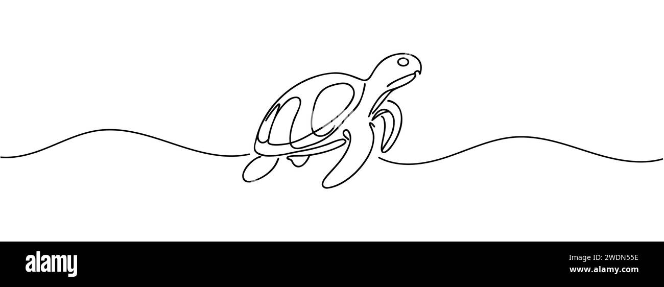 Single one continuous line drawing of a turtle Stock Vector Image & Art ...