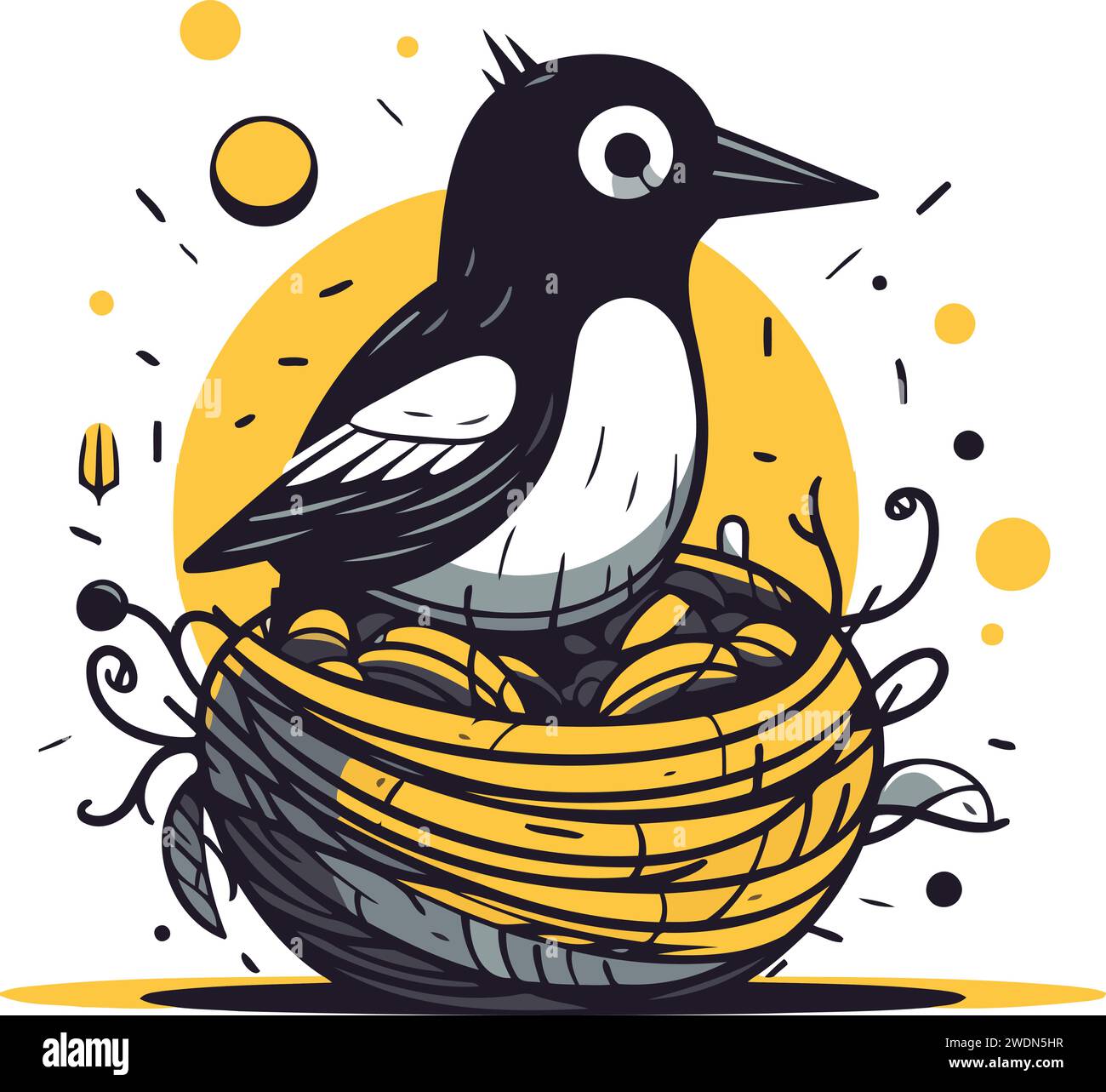 Magpie nest illustration Stock Vector Images - Alamy