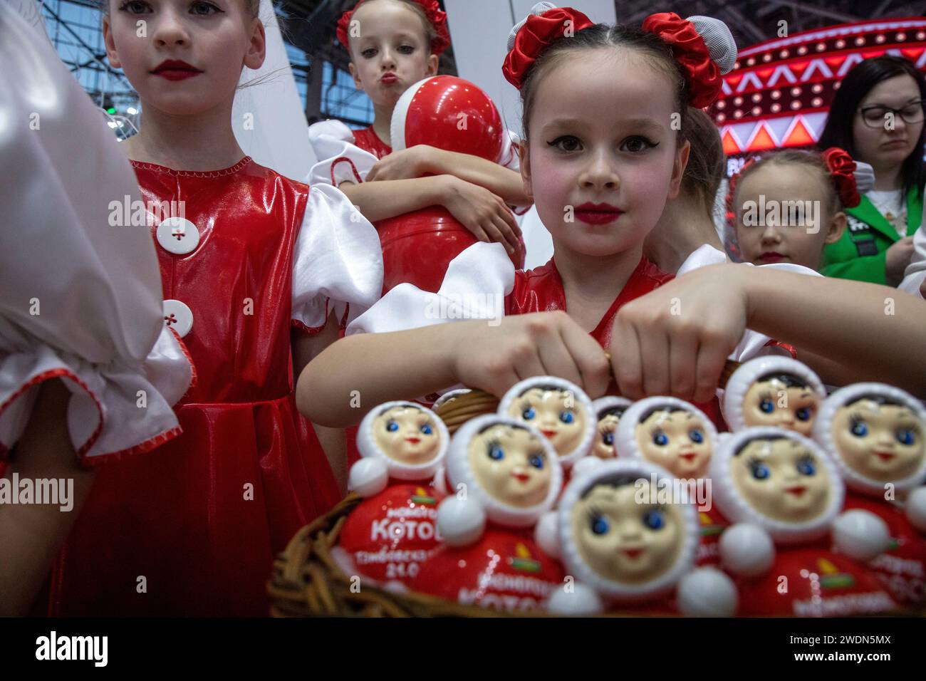 Moscow, Russia. 21st of January, 2024. Girls present classic Russian ...