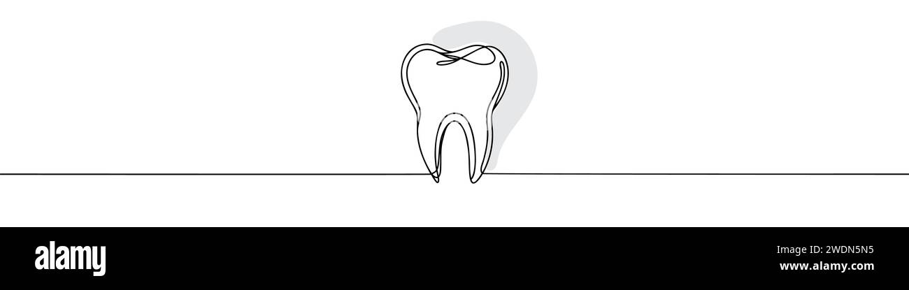 Continuous line drawing of tooth. Tooth line icon. One line drawing ...