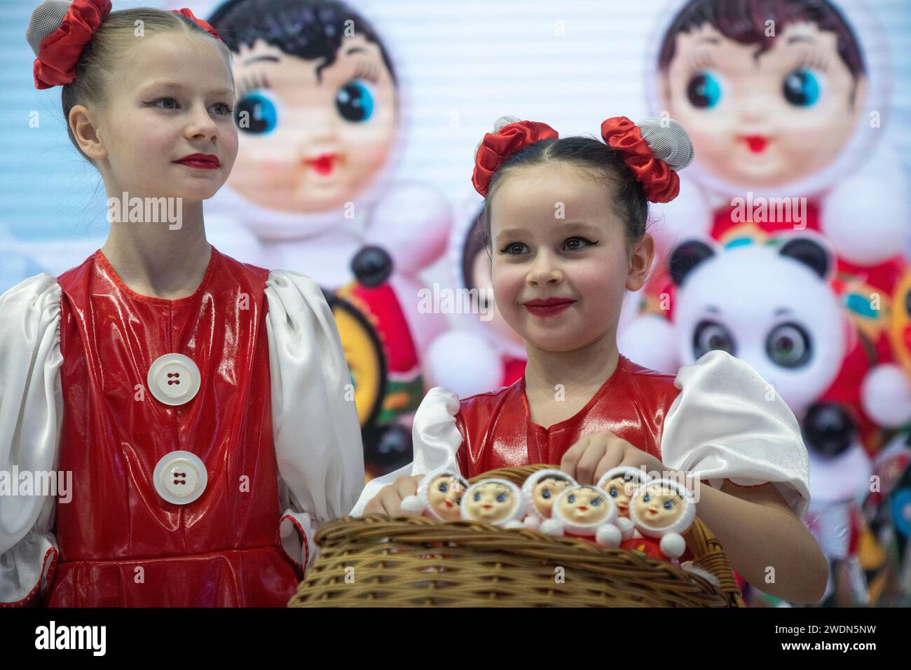 Moscow, Russia. 21st of January, 2024. Girls present classic Russian ...