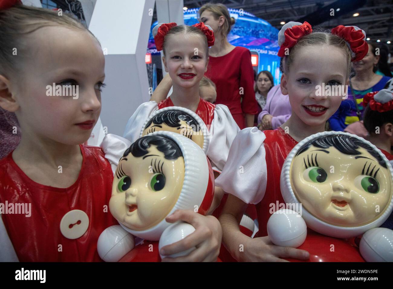 Moscow, Russia. 21st of January, 2024. Girls present classic Russian ...
